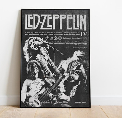 Led Zeppelin Poster – 24x36 Vintage Rock Band Wall Art Print, Rock ...