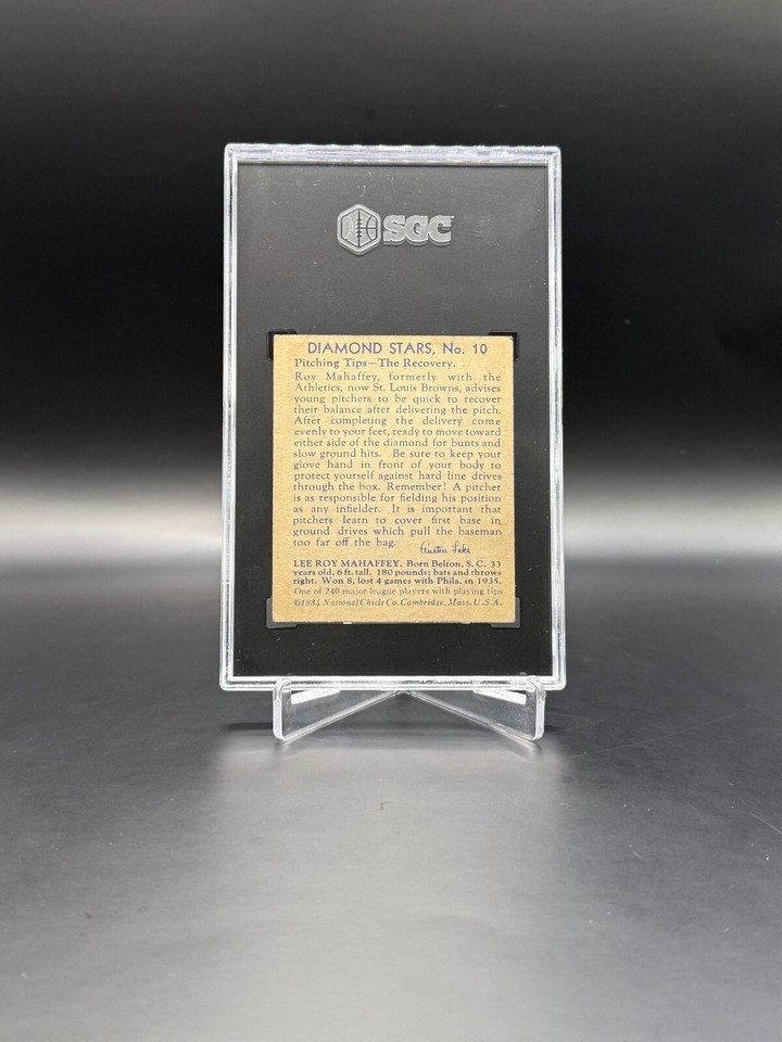 1934-36 Diamond Stars Roy Mahaffey #10 SGC 4 VG EX St. Louis Browns ...