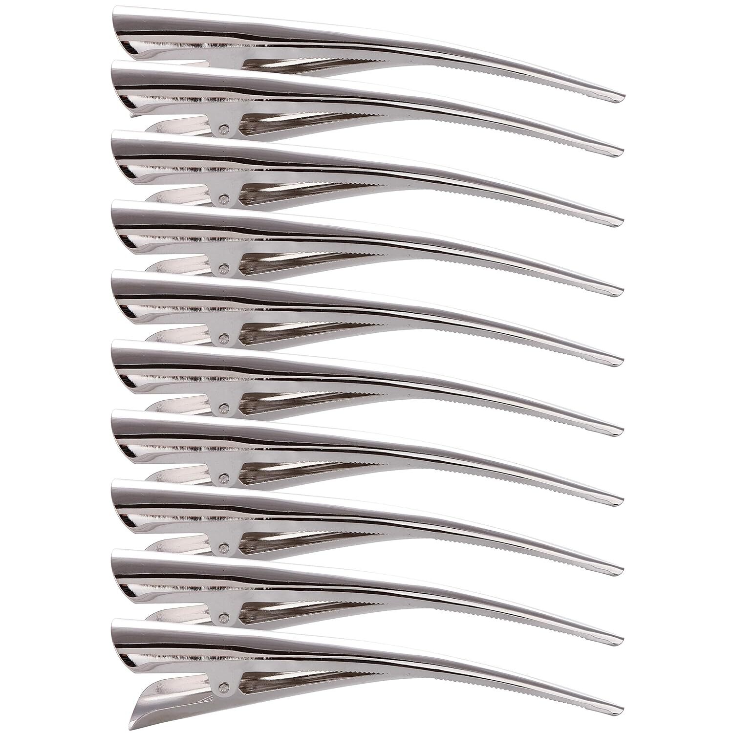 10 Pack Duckbill Hair Clips with Teeth, Metal Alligator Curl Silver | eBay