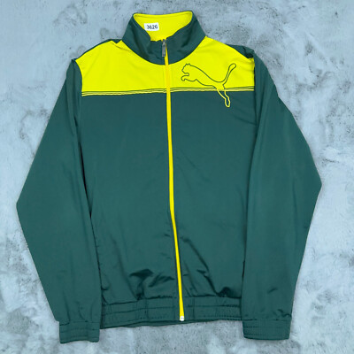Puma Jacket Mens Large Green Full Zip Long Sleeve Big Puma Logo ...