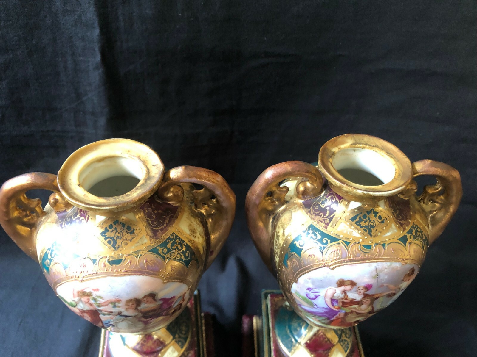 set 2x Royal Vienna Double Handle Urn Vase Ackermann&fritze Porcelain ...