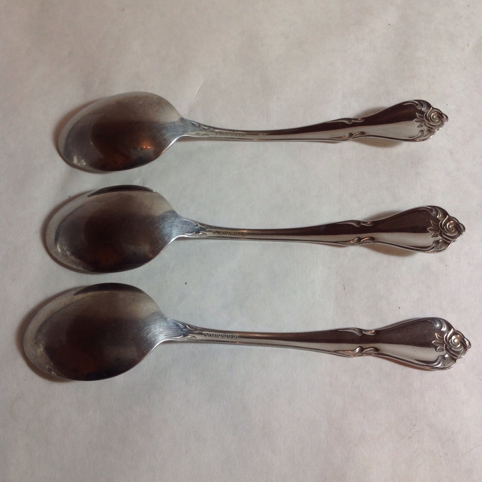Oneida TRUE ROSE, ARBOR ROSE, True Song 3 soup spoons Made in USA | eBay