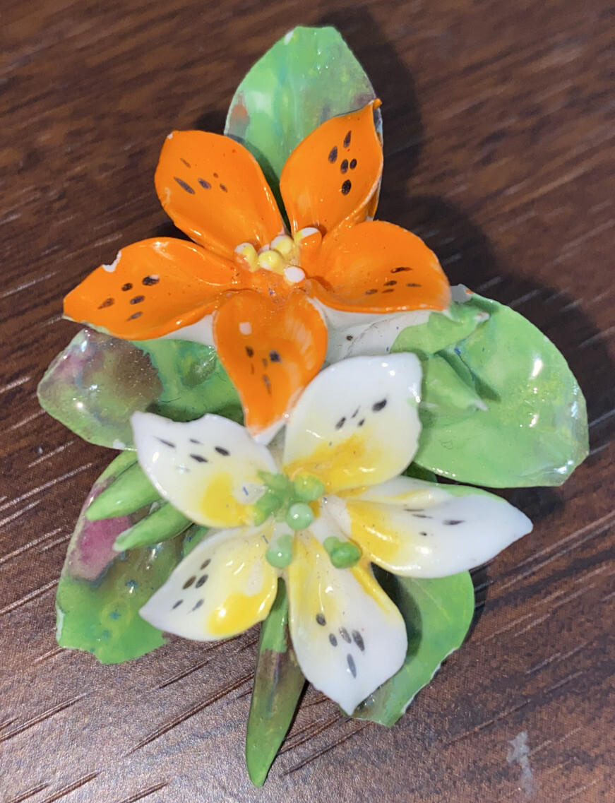 Vintage 1960's Bone China Tiger Lilys Hand Painted Br… - Gem