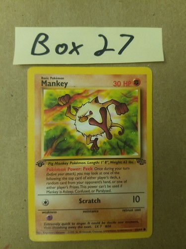 Mankey Jungle 55/64 - 1st Edition - JUNGLE SET - VINTAGE WOTC Pokémon ...