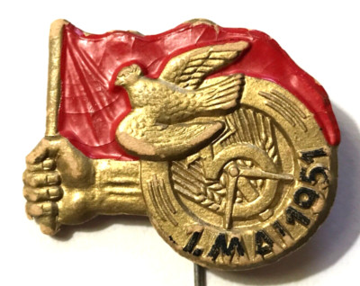 MAY DAY 1951 Pin Pinback East Germany Trade Unions Flag. RARE DDR ...