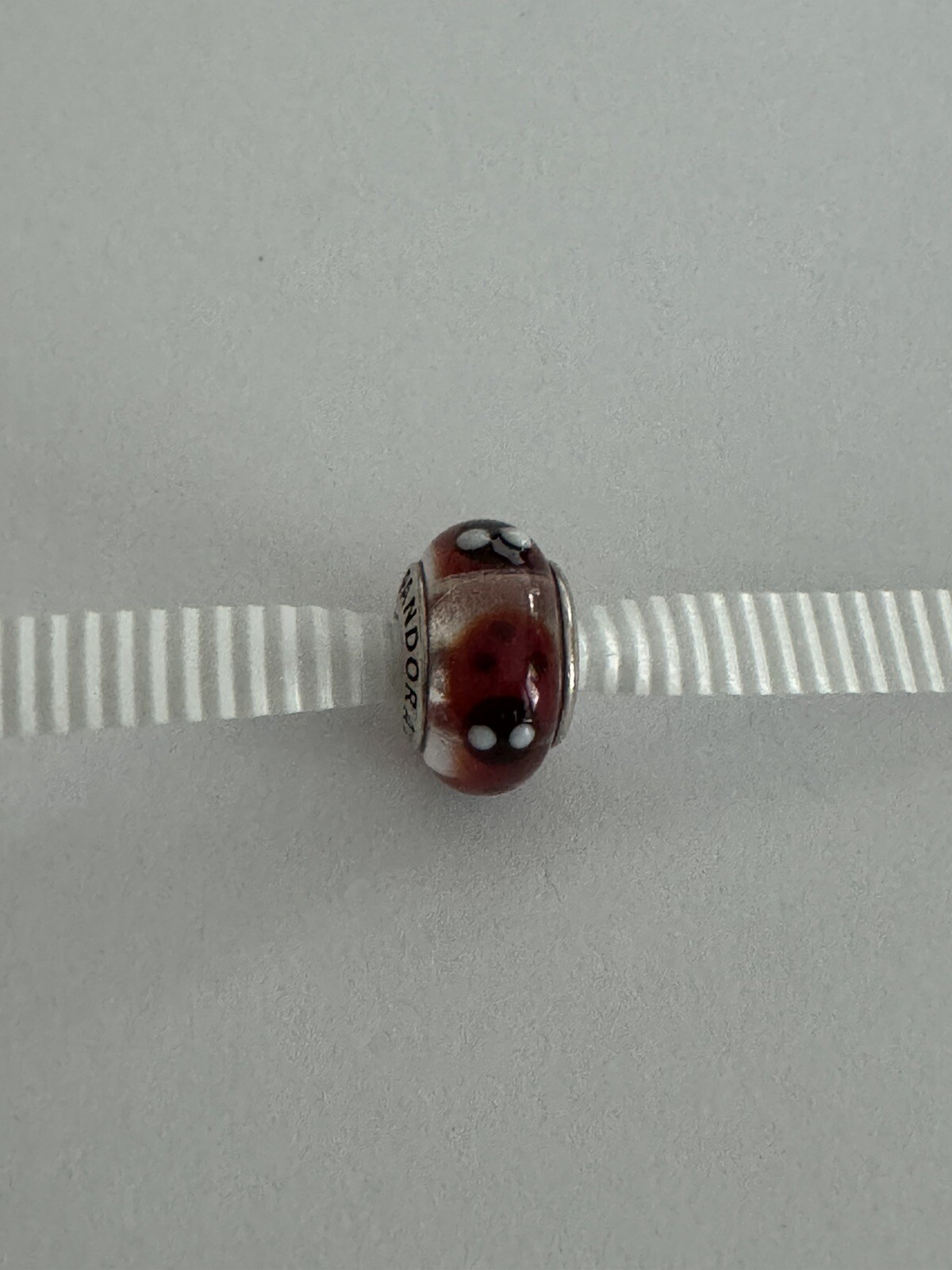 Pandora LADYBIRD Ladybug Red Murano Glass Clear Charm… - Gem