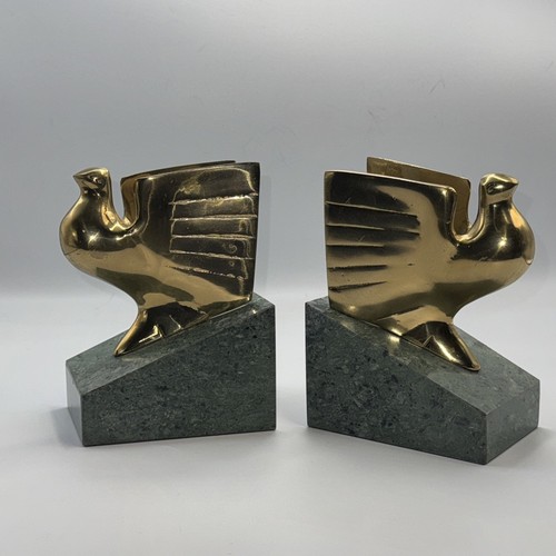 Vintage Art Deco Marble And Brass Dove Bookends 6” | eBay