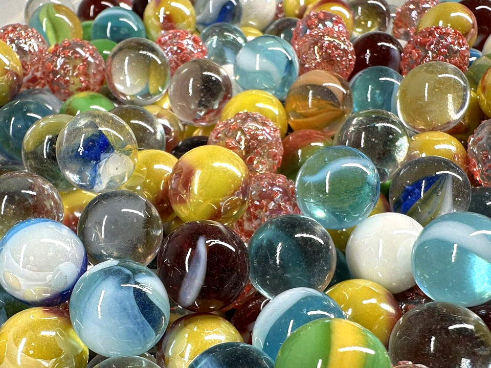 Glass Pee Wee 12mm Marbles (set of 50) Red,Pink Cat eyes from Bulk ...