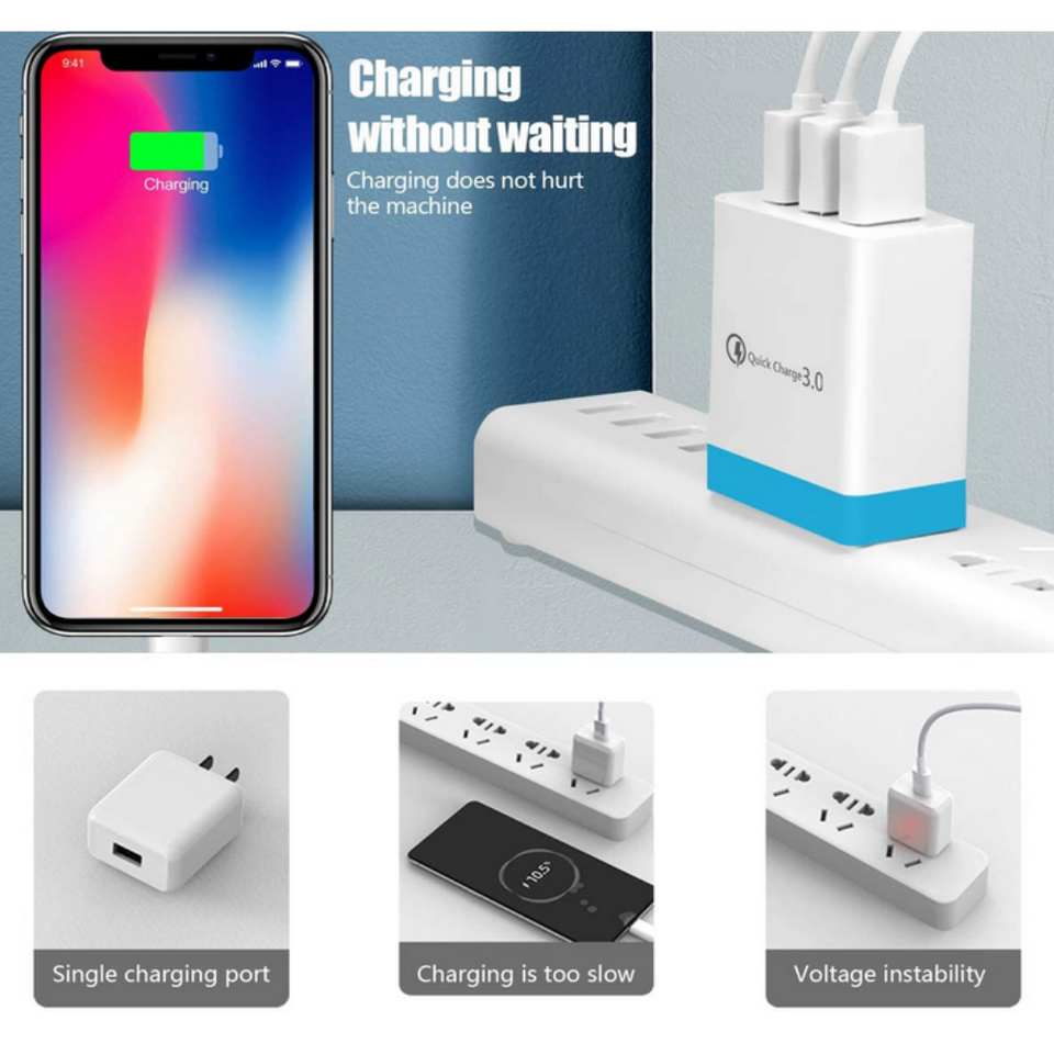 QC 3.0 Fast Quick Charge Multi-Port USB Wall Charger Adapter US Plug ...