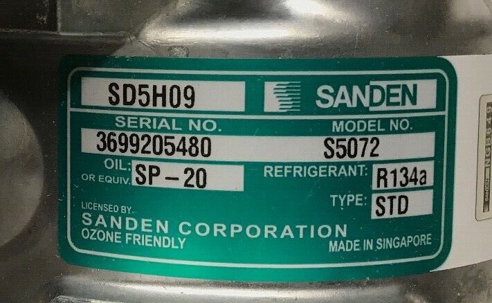 Sanden SD5H09 S5072 20-10062 A/C Compressor | eBay