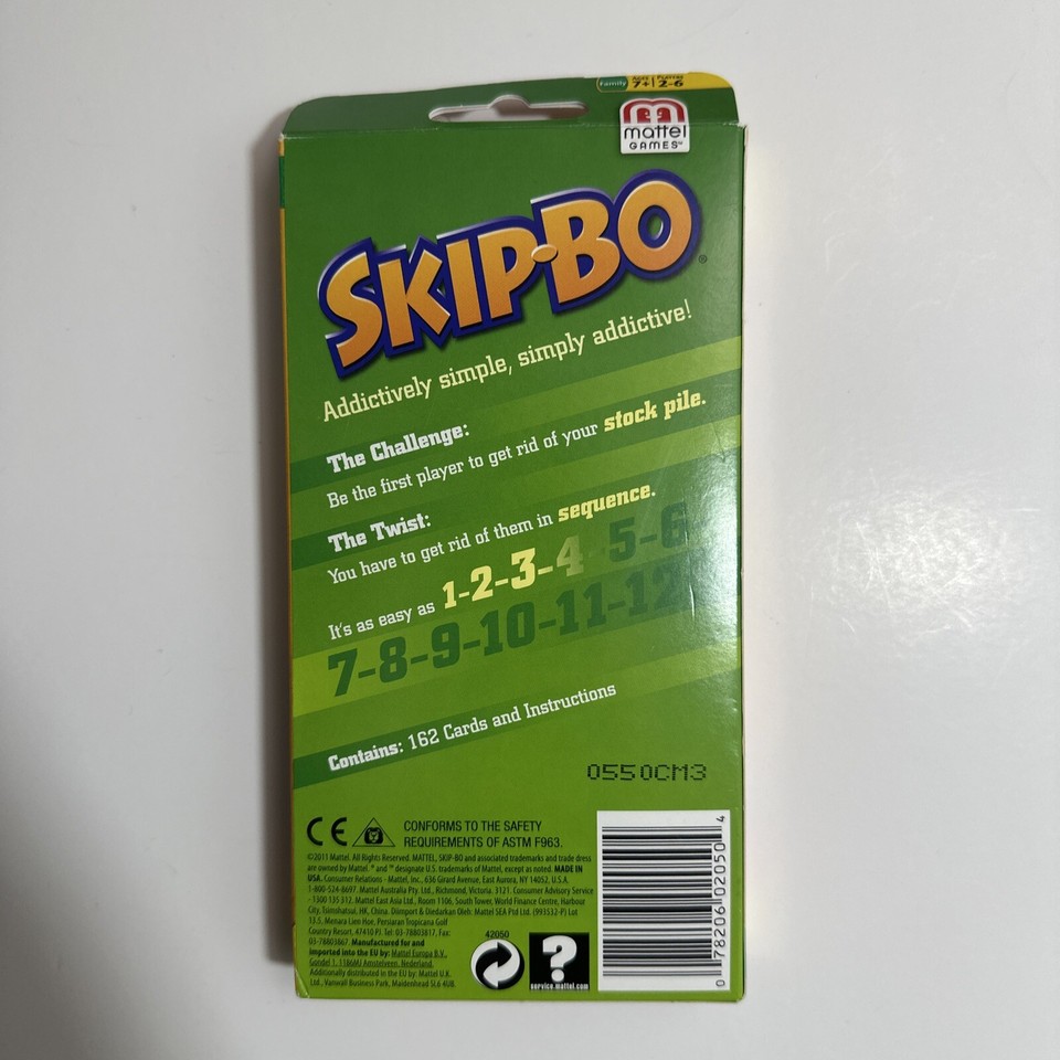 Mattel 42050 Skip-Bo Card Game - 2 to 6 Players FREE SHIPPING ...