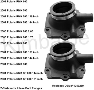 2000 2001 Polaris RMK 600 700 800 Listed 2 Carburetor Intake Boot ...