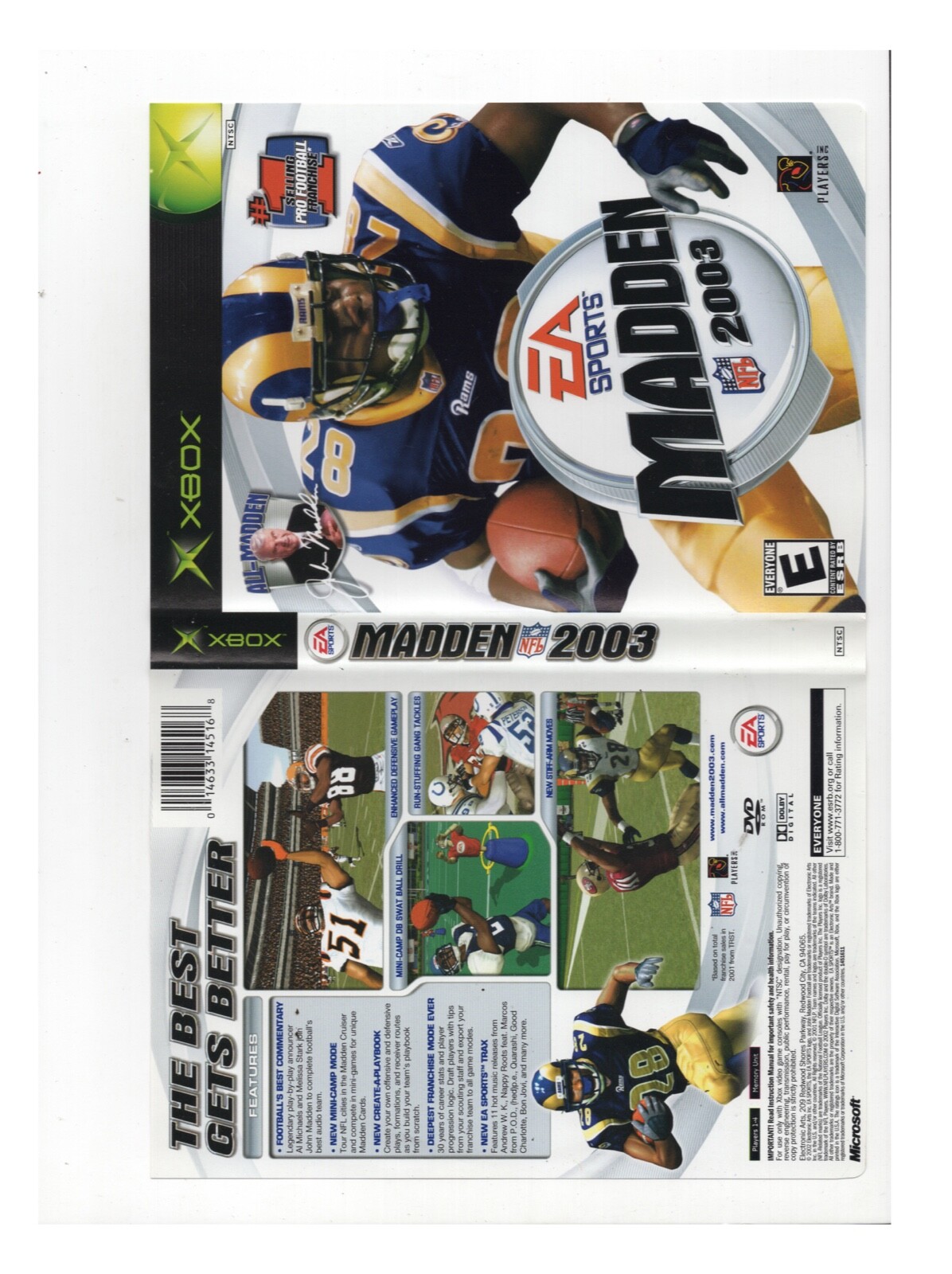 Madden 2003 Xbox ARTWORK ONLY Authentic Original | eBay