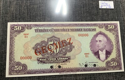 Türkei 50 Lira Banknote 1930 kassenfrisch Specimen | eBay