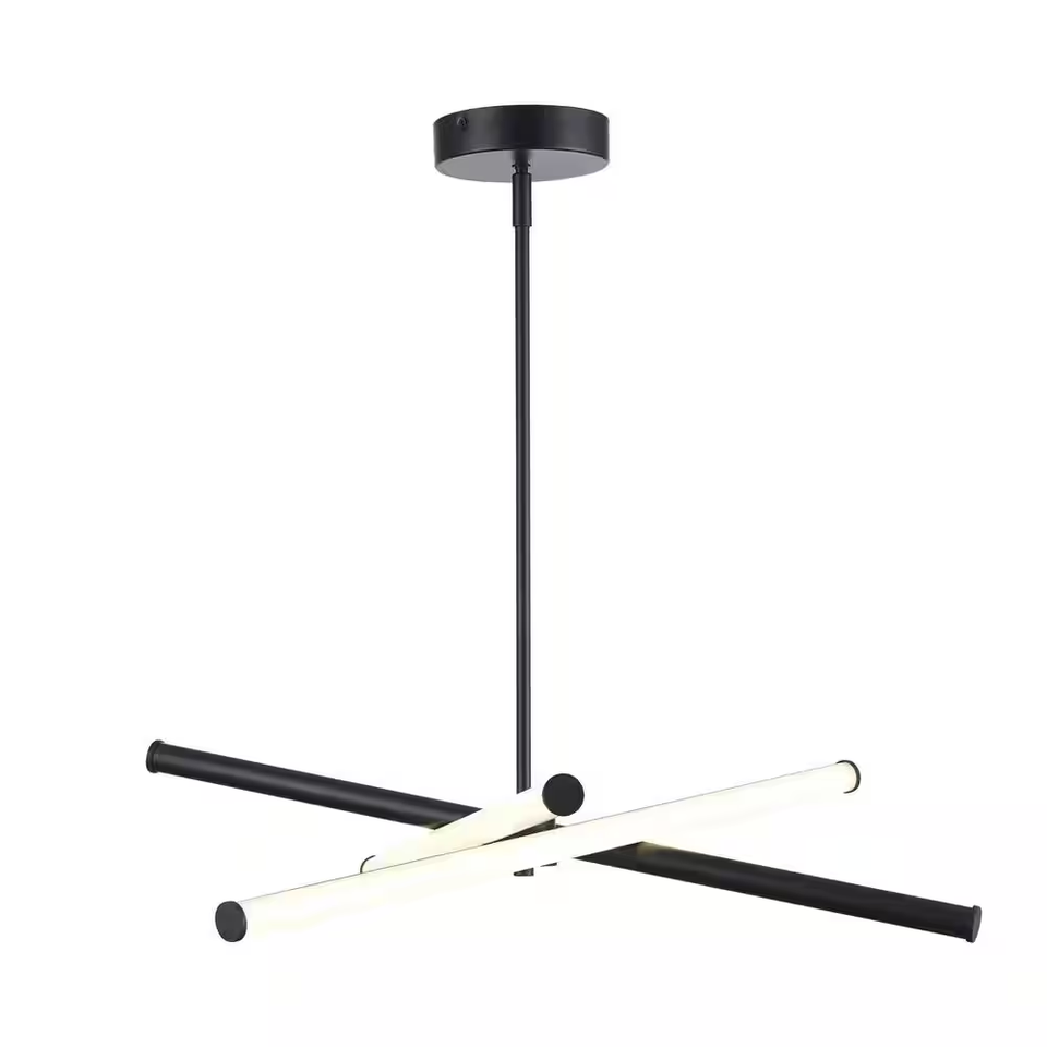 York 28 In. Modern Black Linear Integrated LED Dimmable Pendant Light ...