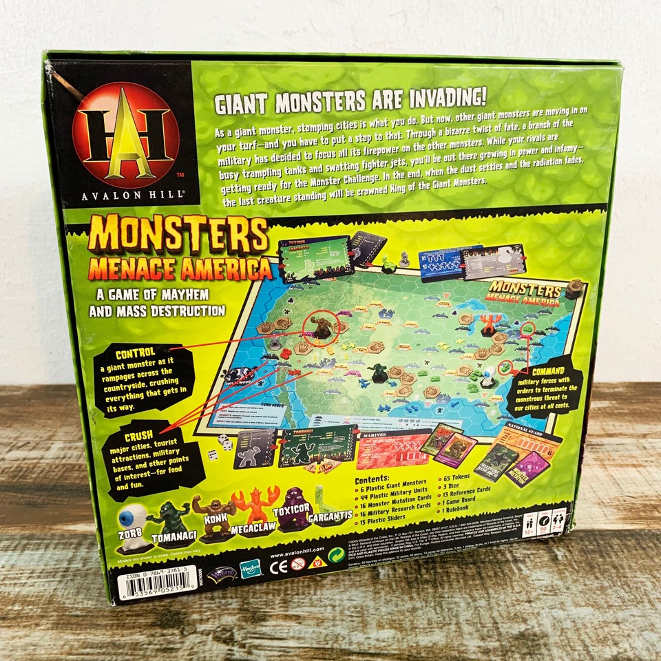 Monsters Menace America Board Game - 99% Complete - 2005 Avalon Hill | eBay