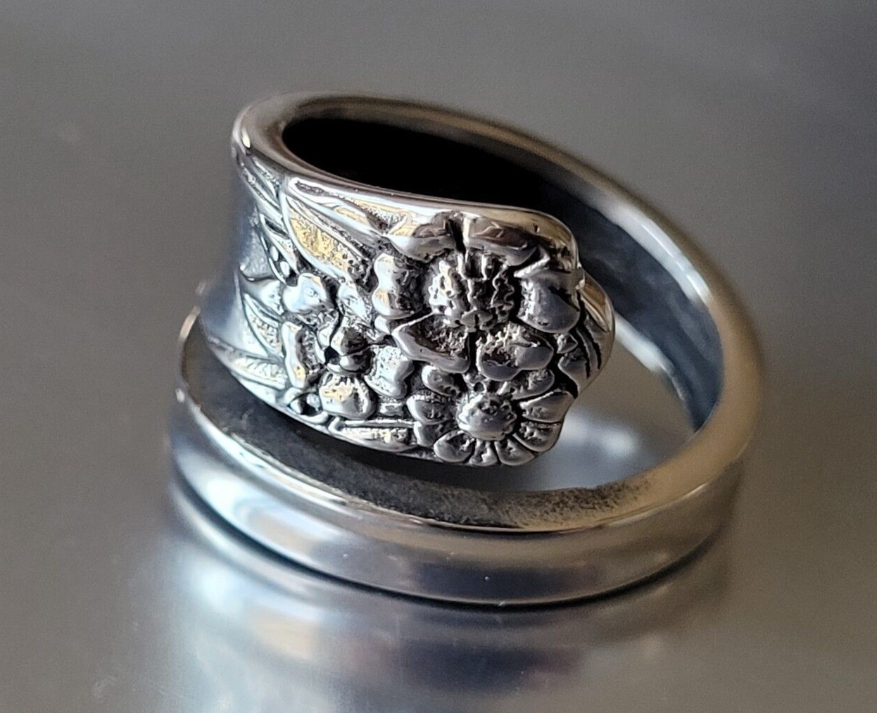 Stainless Steel Spoon Ring Sunflower - Silver Finish 18mm Spoon Ring | eBay