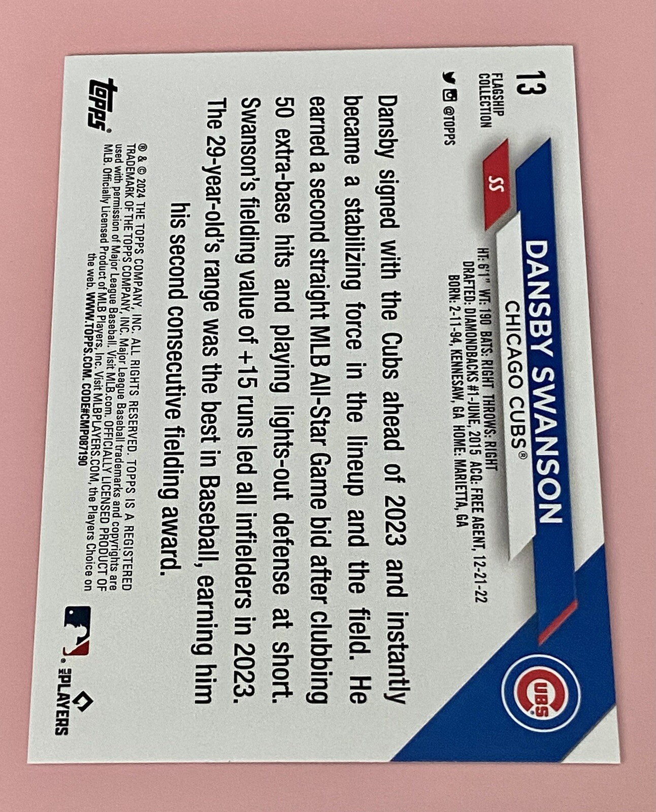2024 Topps Flagship Collection Dansby Swanson #13 - Cubs | eBay