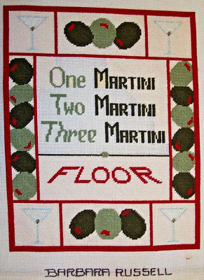 BARBARA RUSSELL SNARKY 90% FINISH MARTINI DRINK HAND PAINTED ...