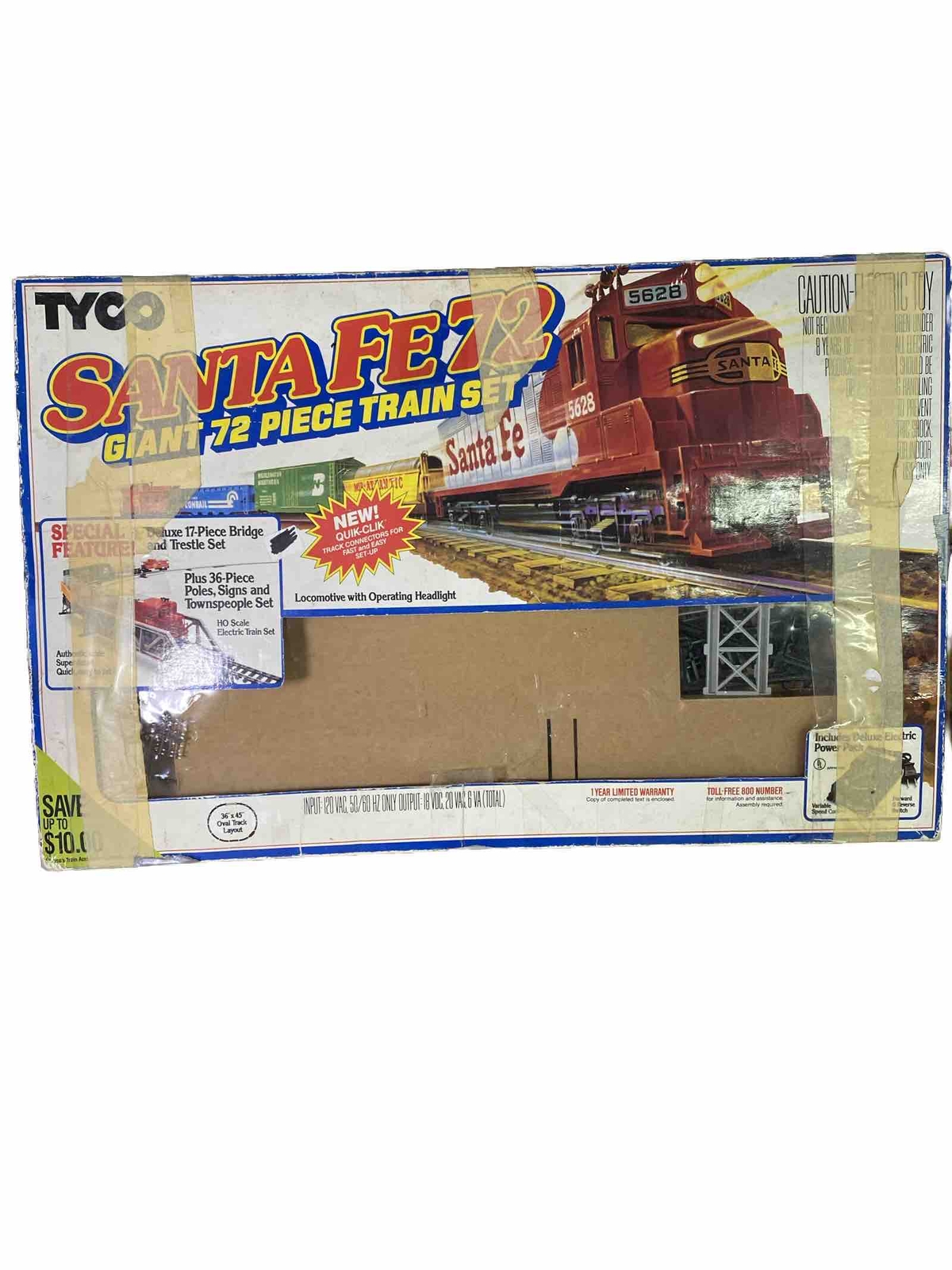 Vintage 1990 Tyco Santa Fe 72 Giant 72 Piece Electric Train Set Pre ...