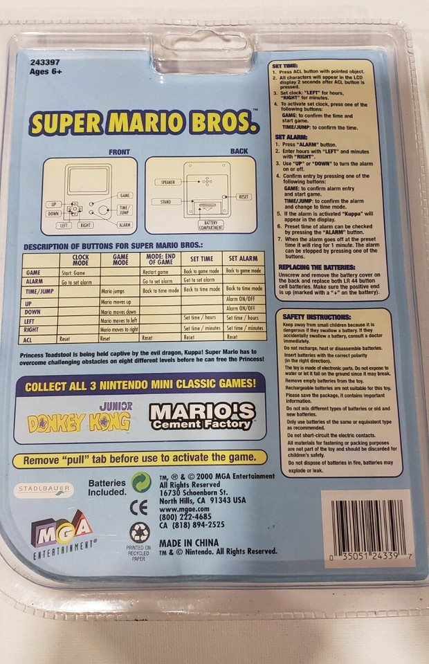 Nintendo Mini Game Classic Super Mario Bros Vintage Handheld Keychain ...