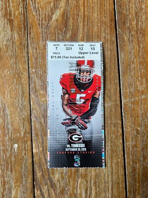 UGA Bulldogs vs. Tennessee Volunteers Football Ticket Stub 9/29/18 | eBay