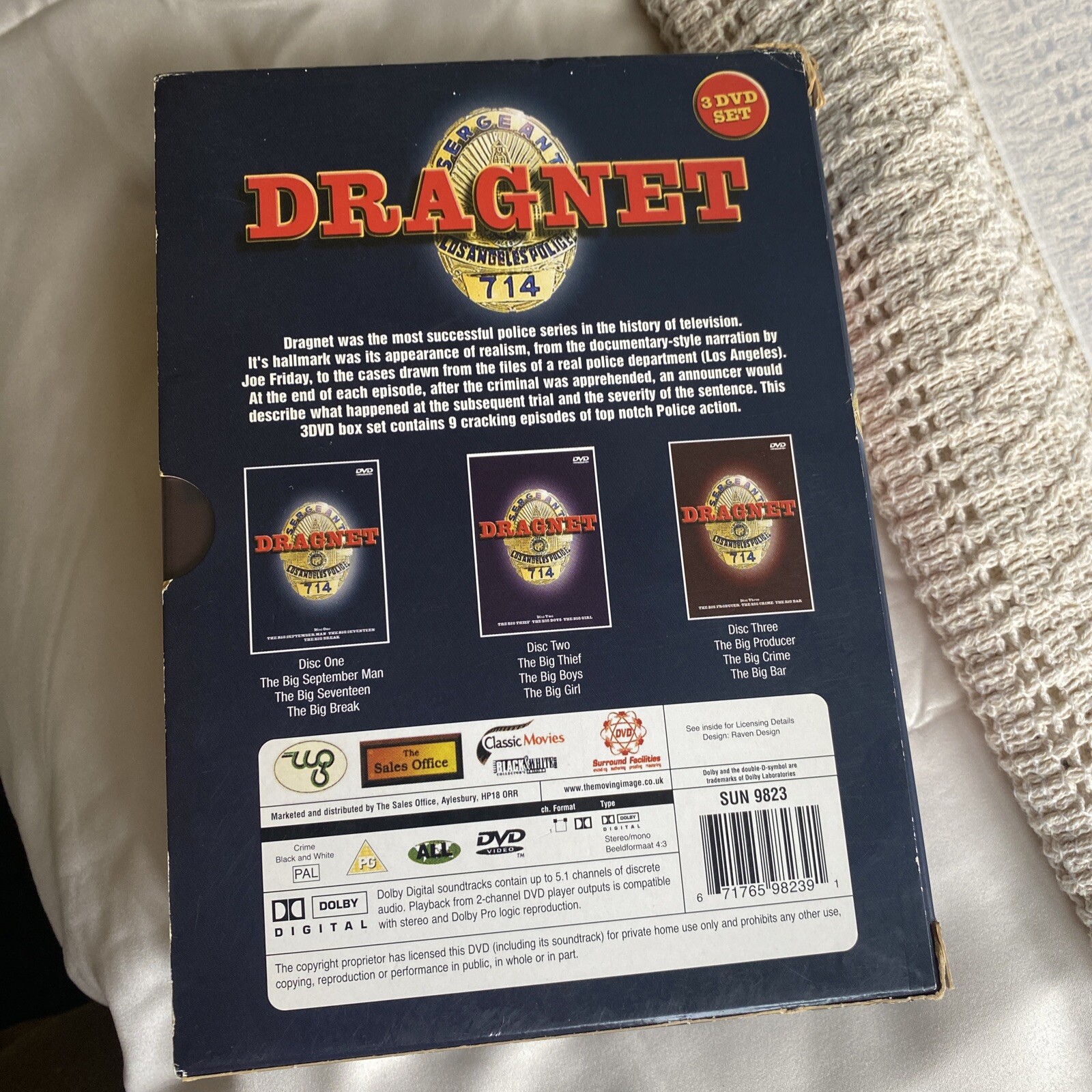 Dragnet (DVD, 2006, 3-Disc Set, Box Set), 9 episodes Classic TV Crime ...