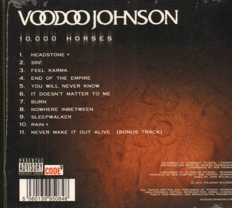 Voodoo Johnson(CD Single)10,000 Horses-Polarian-UK-2010-New | eBay