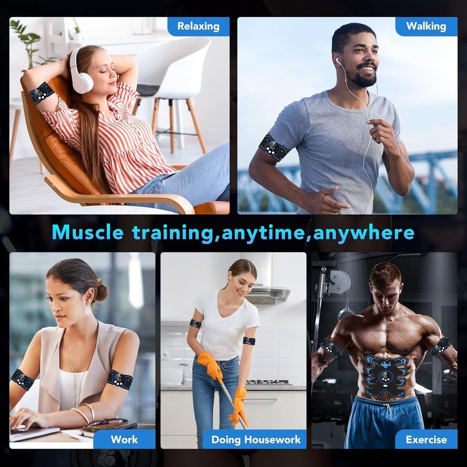 EMS Abdominal Muscle Toning Trainer ABS Stimulator AB Hip Arm Toner ...