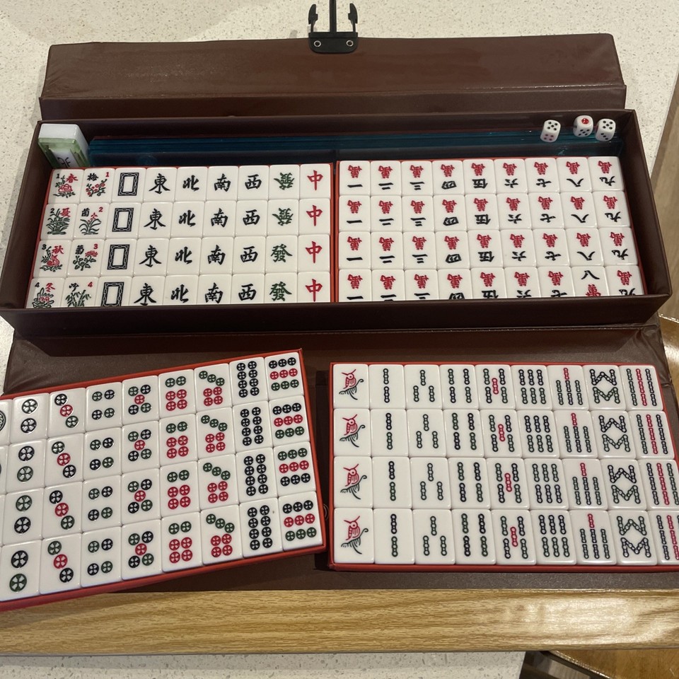 146 Tiles Traditional Mah Jong Game Set Vintage Chinese Mahjong SetCase ...