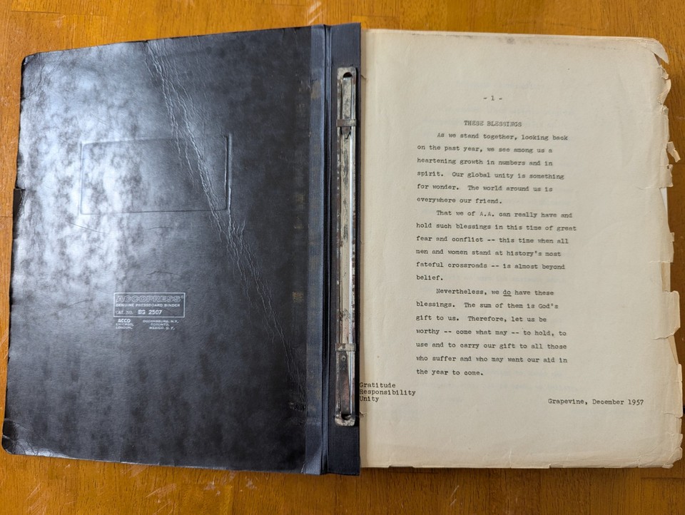 Original Working Manuscript As Bill Sees It AA Way Of Life Alcoholics ...