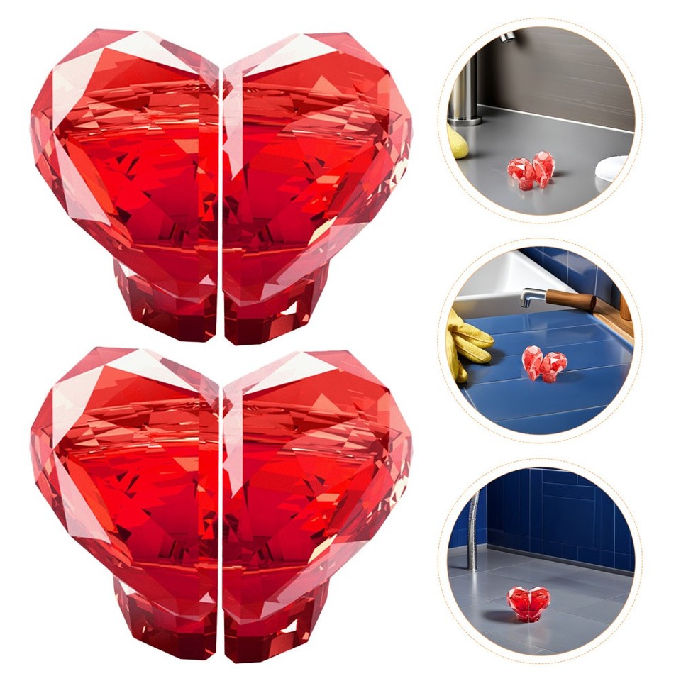 2Pair Toilet Tank Button: Crystal Heart Shaped Toilet Flusher Button ...