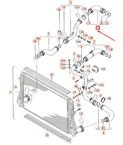 NEW AUDI A3 8P CHARGE AIR COOLER PRESSURE HOSE 3C0145838D OEM NO DUTY ...
