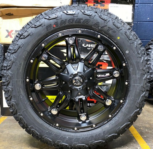 20x9 D531 Fuel Hostage Black Wheels Rims 32" AT Tires 6x5.5 Chevy ...