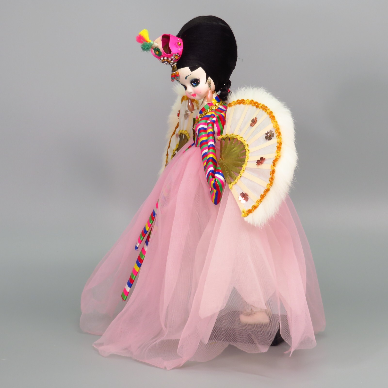 Vintage Big Eye Doll Geisha Fan Dancer Japan Bradley Stockinette Cloth ...