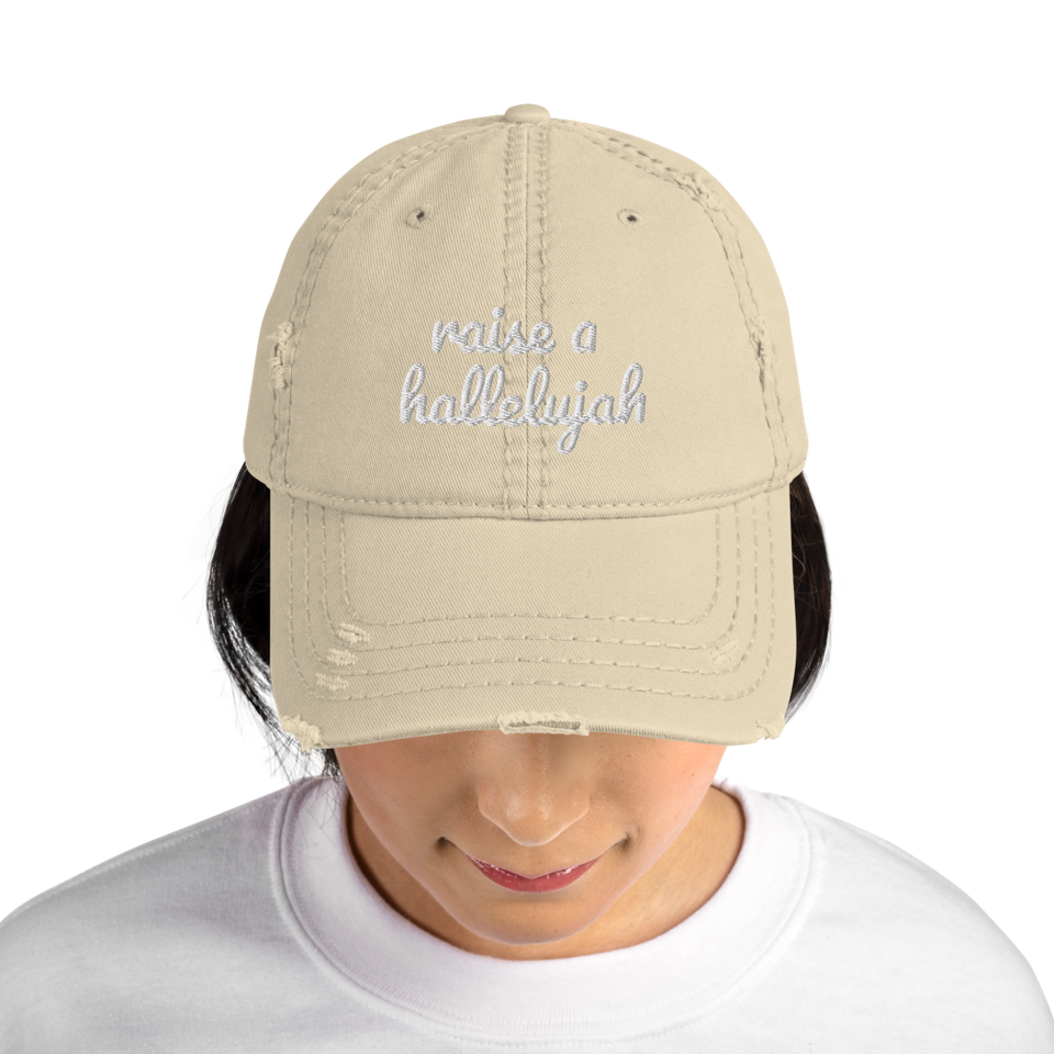 Raise a Hallelujah Distressed Hat, Christian Faith Inspirational Ball ...