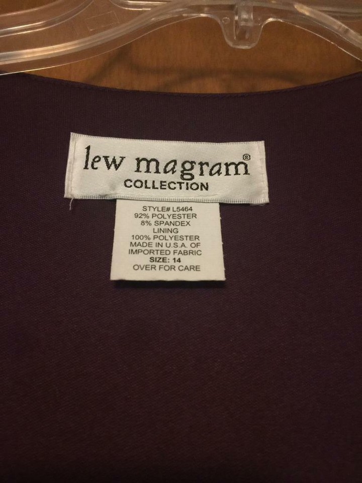 LEW MAGRAM COLLECTION PURPLE ADJUSTABLE TIE LONG DRESS IN MISSES 14 | eBay