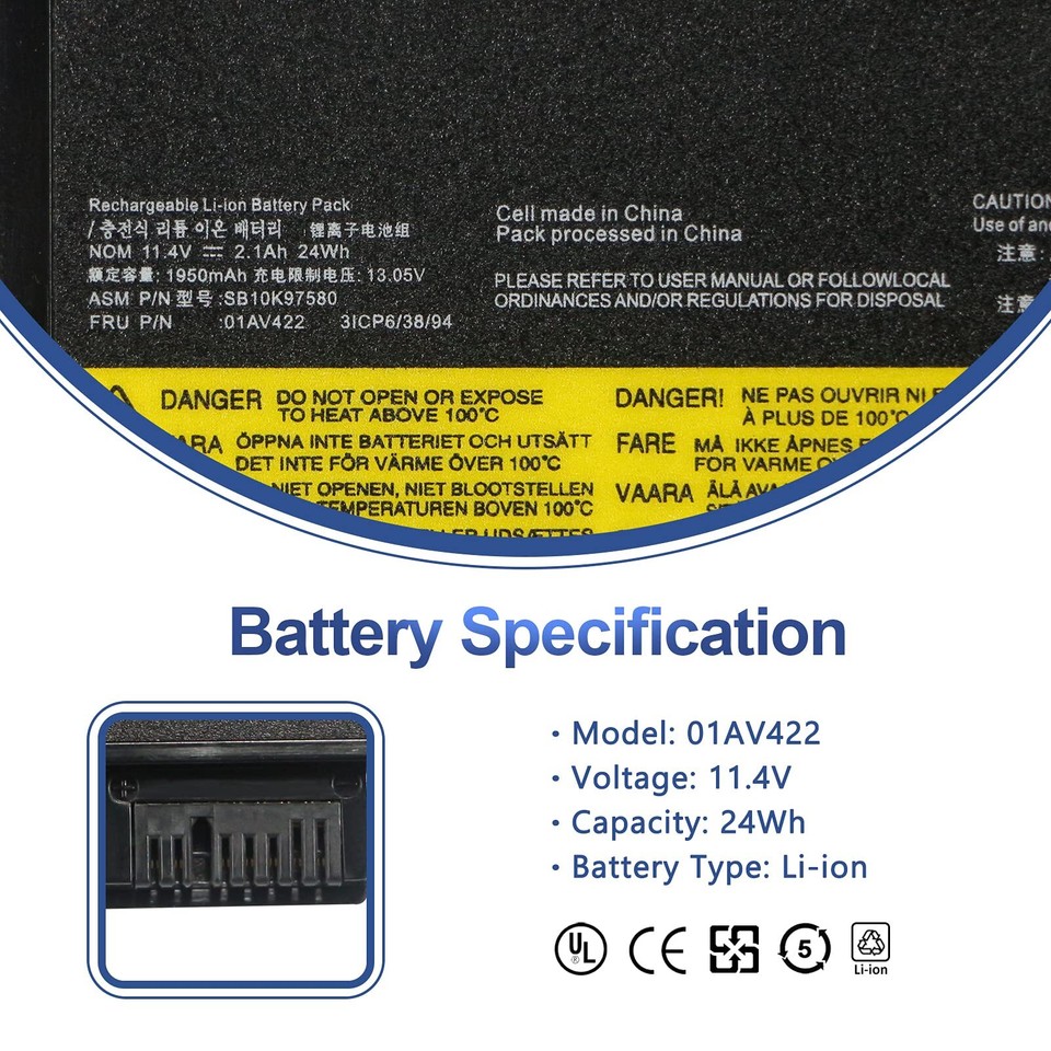 01AV423 SB10K97580 Laptop Battery for Lenovo ThinkPad T470 T480 P51S ...