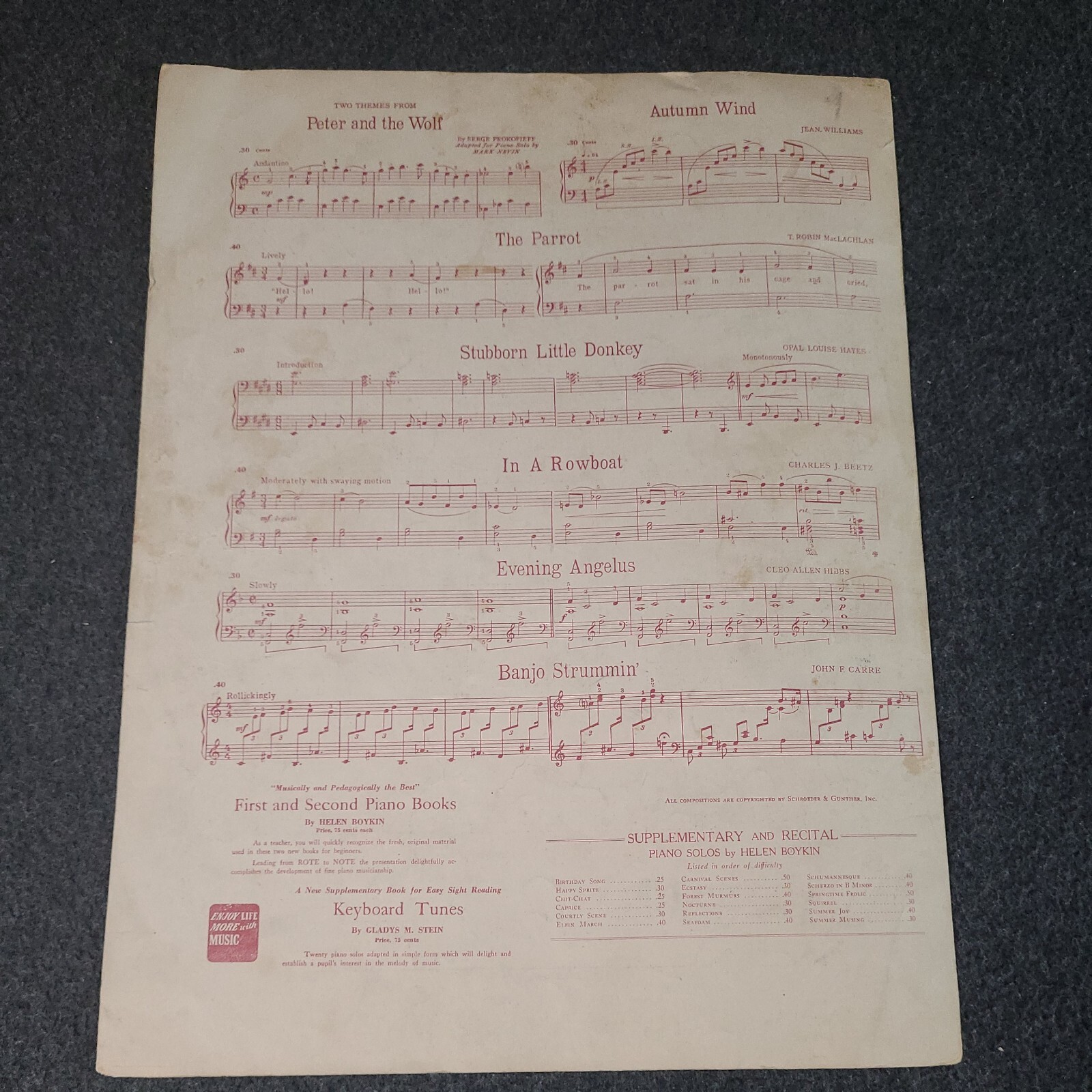 The Prankster Piano Solo By Helen Boykin Sheet Music 1950 Clown USA ...