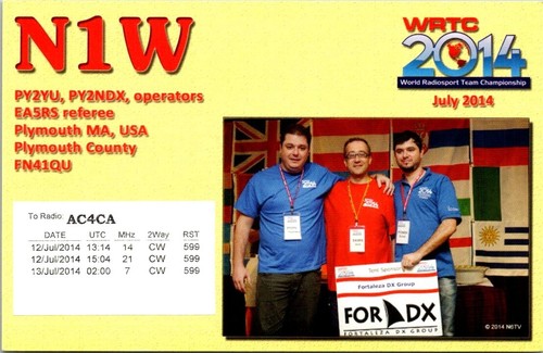 VTG HAM RADIO CQ QSL QSO POSTCARD N1W PLYMOUTH MASSACHUSETTS USA 2014 ...