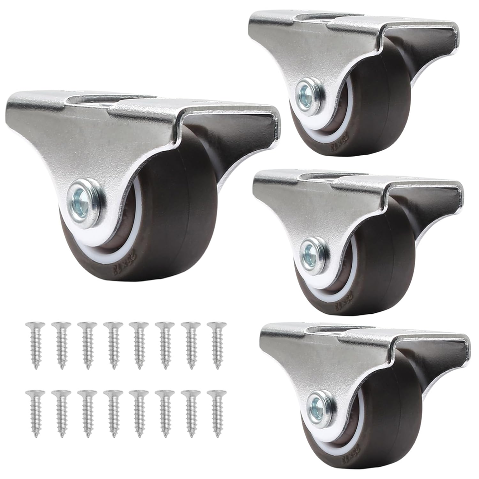 8 Pcs 1 Inch Small Caster Wheels Low Profile Mini Fixed Casters for ...