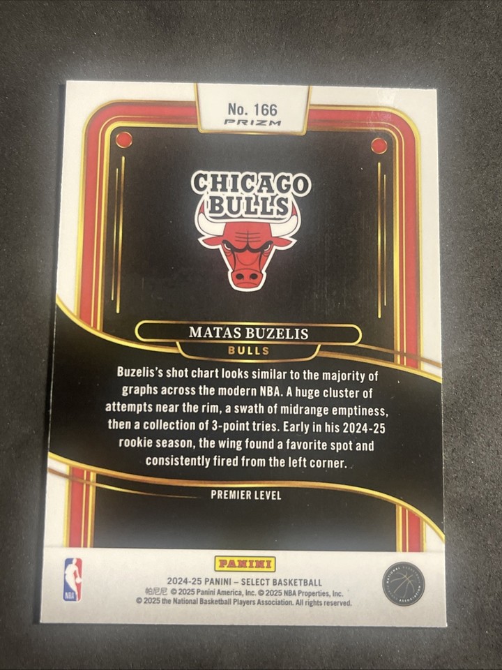 2024-25 Panini Select - Premier Matas Buzelis #70 Red Cracked Ice Prizm ...