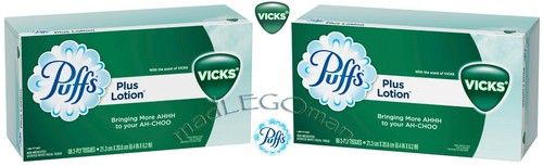 6 BOX PUFFS VICKS SCENT PLUS LOTION 2 PLY FACIAL TISSUE FAMILY SIZE 88 ...