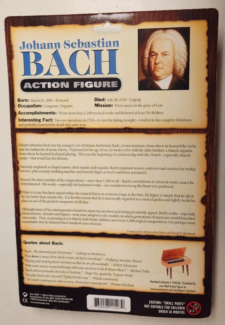 2005 Accoutrements Johann Sebastian Bach Action Figure MOC for sale ...