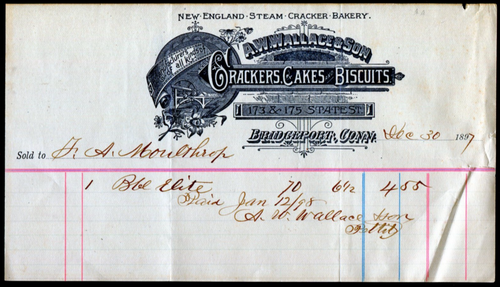 BRIDGEPORT, CT ~ A. W. Wallace & Son, Crackers, Cakes &c. ~ Illus ...