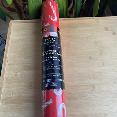 FAO Schwarz Vintage Style Roll Wrapping Paper Christmas Peppermint ...