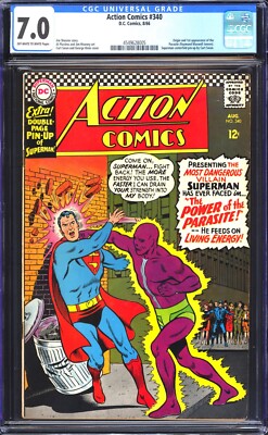Action Comics #340 CGC 7.0 FN/VF 1st APP Parasite! Jim Shooter DC 1966 ...