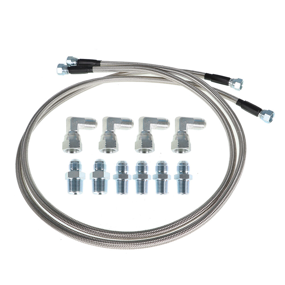 For TH350 700R4 TH400 SS Braided Transmission Cooler Hose Lines 52 ...
