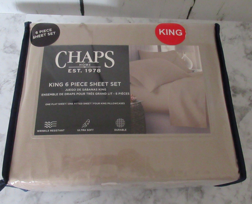 Chaps Sheets King Size Beige Tan Wrinkle Resistant Solid Ultra Soft 6 ...