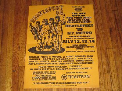 ORIGINAL 1985 BEATLEFEST 85 POSTER N.Y. METRO N.J. MEADOWLANDS HILTON ...